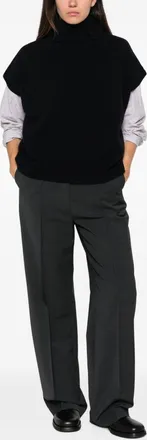 Nicholson & Nicholson Ribbed Wool Knit Vest - Black