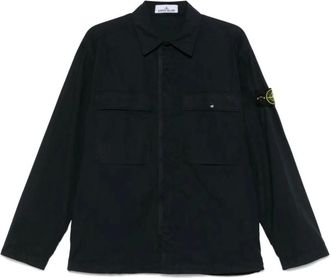Stone Island Homme, Vestes, Noir, Taille: 2XL Chemise D&eacute;contract&eacute;e en Coton