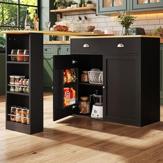 Generic 360° Drehbare Essbar mit 2 Schubladen 2 Türen Seitenregalen Sideboard für Schlafzimmer Wohnzimmer Esszimmer Buffetschrank Moderner Anrichte Kommode Sc