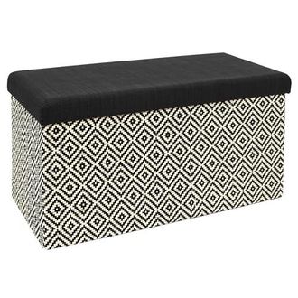 The Home Deco Factory HD7522 Coffre Banc Pliable Tressé Noir, Mobilier Assise Gain de Place, Rangement Pratique pour Salon, Entrée ou Chambre, 38x38x76 cm, Noir