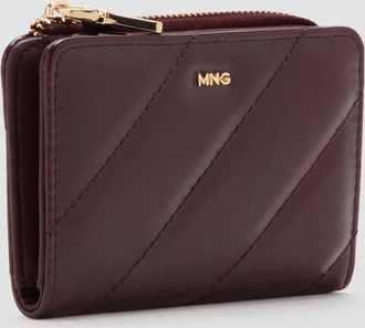 Mango Petit portefeuille matelass&eacute; bordeaux - Femme - Taille unique - MANGO