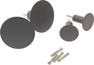 Blomus PONTO- Wandhaken 4er Set in moderner Trendfarbe Gunmetal, stilvolles Wohnaccessoire, Kleiderhaken, hochwertig, inkl Befestigungsmaterial (2 x Ø 8.5 cm