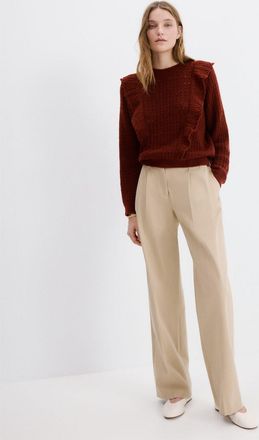 Mango Pull maille ajour&eacute;e &agrave; volants orange br&ucirc;l&eacute; - Femme - S - MANGO