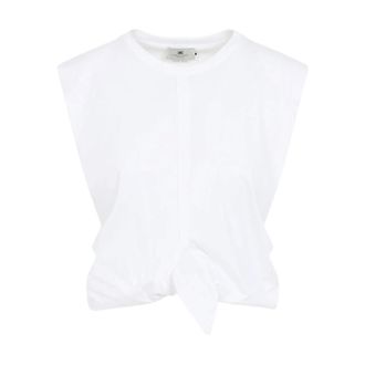 Elisabetta Franchi Femme, Tops, Blanc, Taille: 38 FR Sleeveless Top
