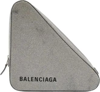 Balenciaga Pre-owned Sac Clutch Angulaire Paillet&eacute; - Femme - Pre-owned - Gris - Taille: ONE Size