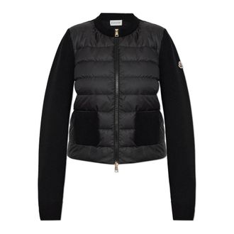 Moncler Strickjacke mit gesteppter Front - - Knitwear - Damen - Schwarzk - L