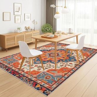 Generic Tapis Imprim&eacute; Traditionnel Ethnique Floral pour Salon Chambre D&eacute;coration de la Maison - Multicolore Flanelle Antid&eacute;rapante Tapis Salon de Sol paillass