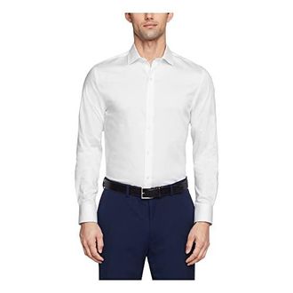 Tommy Hilfiger Chemise habill&eacute;e en serg&eacute; stretch coupe r&eacute;guli&egrave;re pour homme, blanc, 42 cm Cou 91 cm- 94 cm Manche