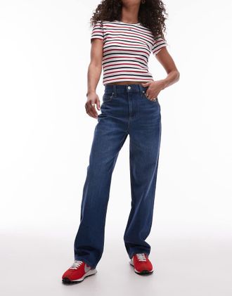 Tommy Jeans Layla - Jean taille haute coupe slim droite - Bleu fonc&eacute;-Bleu marine