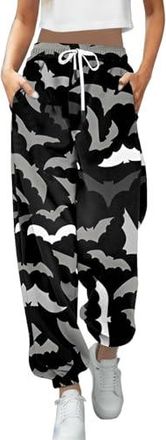 Generic Pantalon de surv&ecirc;tement pour femme avec poche lat&eacute;rale r&eacute;glable, pantalon de jogging imprim&eacute; dHalloween pantalon d&eacute;contract&eacute;, gris fonc&eacute;, XXL