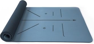 Sport-Thieme Yoga-Matte Slim | Extra d&uuml;nn, direkter Bodenkontakt | 180x67 cm | Blaugrau-Schwarz | Weiche Oberfl&auml;che, Hilfslinien, W&auml;rmeisolierung