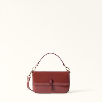 Furla Iride Umh&auml;ngetasche Mini Marsala Rot Lackiertes Strukturiertes Ares Leder Damen