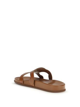 Celine Womens Slides Triomphe Tan Upper: Calf Leather Sandal