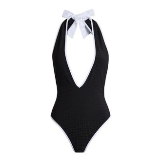 Balmain Monogram Lycra Badeanzug - - Swimwear - Damen - Schwarzk - 2XS