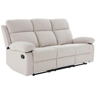 Vente-Unique Canap&eacute; 3 places relax en tissu chin&eacute; beige LANA
