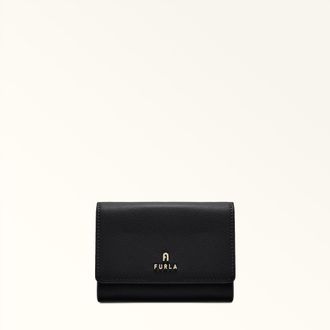 Furla Camelia Kompaktes Portemonnaie Nero Schwarz Strukturiertes Leder Damen