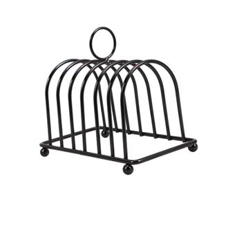 Lurrose Toastst&auml;nder Aus Edelstahl Mit 6 F&auml;chern Platzsparender Brothalter F&uuml;r Fr&uuml;hst&uuml;ck Und Partys 14,5x12x8,1cm Schwarz Multifunktionaler K&uuml;chenorganisator