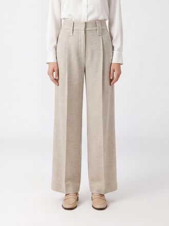 Brunello Cucinelli Pantalon large &agrave; pinces en laine