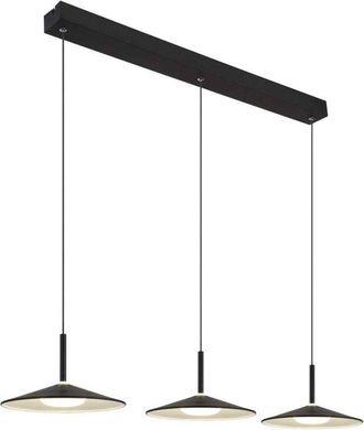 Globo Lighting Suspension lampe salle &agrave; manger suspension led noir mat r&eacute;tro 3 ampoules opale