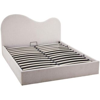 Best Mobilier Bestmobilier - Lucas - lit coffre - 160x200 cm - en velours textur&eacute; - beige