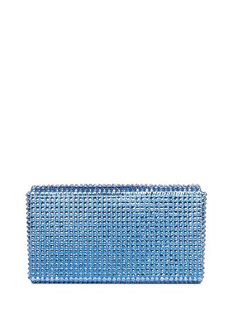 Amina Muaddi Womens Clutch Super Amini Paloma Blue Satin Bags