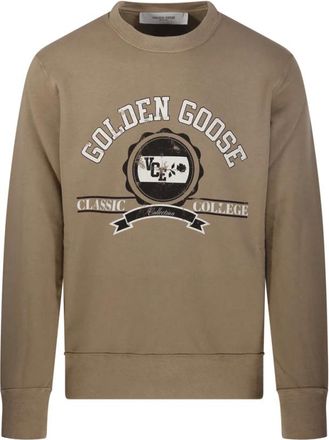 Golden Goose Homme, Sweatshirts et sweats &agrave; capuche, Beige, Taille: L Journey Crew Neck SweaT-shirt with Print