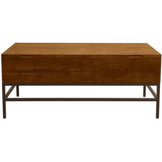 Miliboo Industrieller h&ouml;henverstellbarer Couchtisch aus gef&auml;rbtem Massivmangoholz und schwarzem Metall L110 cm YPSTER