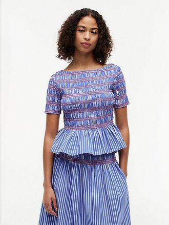 Tommy Hilfiger Haut &agrave; rayures smock&eacute; &agrave; volants et col bateau