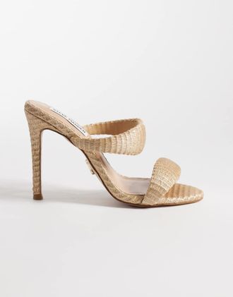 Steve Madden Saturn - Goldfarbene Sandaletten aus Bast mit Absatz