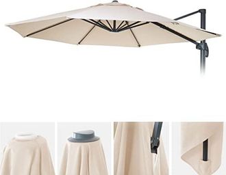 Mendler Rev&ecirc;tement de Parasol HWC-A96 8 Baleines Rondes &Oslash;4m 220g/m&sup2; Polyester cr&egrave;me-Beige
