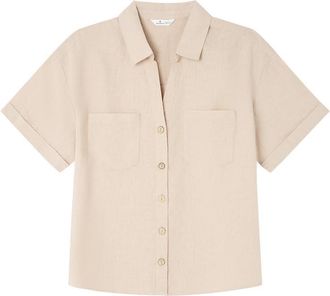 Springfield Damen 7.Gym.Camisa Lino Polera Botones Hemd, Aufdruck, geröstet, 32