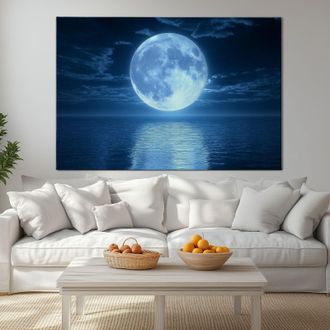 Generic Wandbilder Gro&szlig; 120 x 80 cm XXL Schlafzimmer Home Deko Wohnung Bild Wohnzimmer Fotoleinwand Wand Bilder Leinwand Wall Decor - Fantasie Nachthimmel Mon