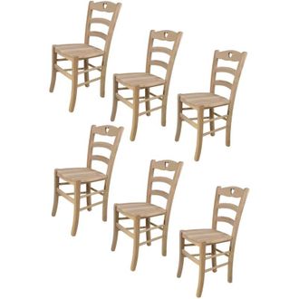 Tommychairs Tommychairs - Set 6 chaises cuore pour cuisine, bar et salle &agrave; manger, robuste structure en bois de h&ecirc;tre poli, non trait&eacute;, 100% naturel et assise en