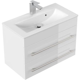 Magnolia Home Badm&ouml;bel Mars 700 SlimLine 70x36cm mit 2 SoftClose Schubladen weiss hochglanz