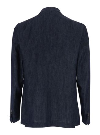 Tagliatore Mens Double-Breasted Denim Jacket Blue Cotton Blazers