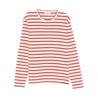 Jil Sander Gestreiftes Langarmshirt - - Tops - Herren - Rot - M
