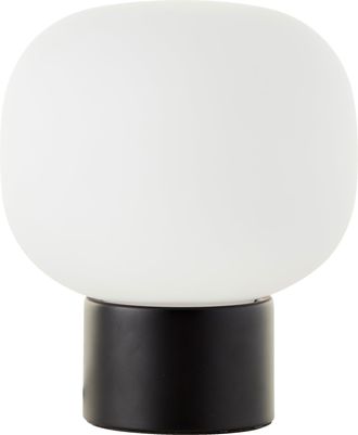 Lightbox Nacht-Tischlampe | &Oslash; 17 cm | Tischleuchte mit Wipp-Schalter & matt wei&szlig;em Glas Lampen-Schirm | E14 Fassung | Schlafzimmer-Lese-Lampe aus Metall/Glas |