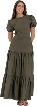 Kocca Femme, Robes, Vert, Taille: 36 FR Longue robe en coton avec dos nu et manches bouffantes