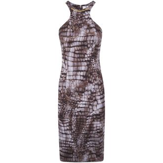 Elisabetta Franchi Kleider mit Neckholder-Kragen und Krokodil-Print - - Dresses - Damen - Braun - S