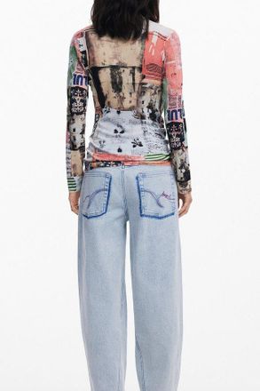 Desigual Strickpullover Damenpullover Rosa: Stylisches Langarmshirt mit Muster & Stehkragen