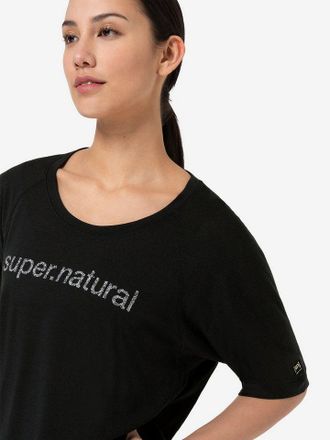 super.natural Print-Shirt f&uuml;r Damen aus Merino W LIQUID FLOW TEE hoch geschnitten und leichtes Material