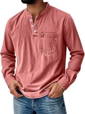 Generic Polo confortable et fluide pour homme, coupe classique, d&eacute;contract&eacute;, vintage, boutonn&eacute;, l&eacute;ger et respirant, t-shirts dext&eacute;rieur, rose vif, 3XL