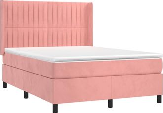 vidaXL Vidaxl - Letto A Molle Con Materasso E Led Rosa 140x190 Cm In Velluto