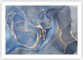 Arttor Wandposter Art Prints 70x50cm Poster ohne Rahmen Gold Blau Farbe K&uuml;che Wanddeko Bild Wand Kunstdruck Deko Wandbilder Dekoration Wohnzimmer Schlafzimme