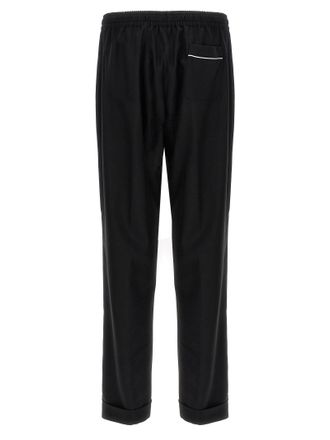 Dolce & Gabbana Contrast-Piping Wool Trousers - Black