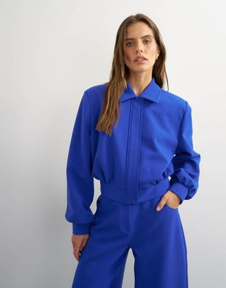 Topshop Blazer mit Rei&szlig;verschluss in Blau