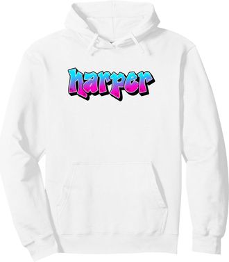BDAZ Harper Graffiti Personalisierter Name Blau Rosa Frauen M&auml;dchen Pullover Hoodie