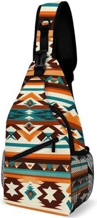 Generic Mode Sacoche Homme Bandouliere Tribal Navajo Ouest Sud-Ouest Ethnique Sling Sac à Bandoulière Multifonction,Durable Sac DEpaule pour Homme Cyclisme Ca