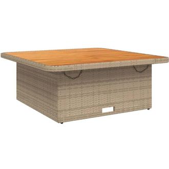vidaXL Vidaxl - Table de jardin beige 110x110x71 cm r&eacute;sine tress&eacute;e bois acacia