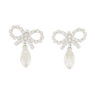 Self Portrait Bow Droplet Earrings - - Accessories - Damen - Grau - ONE SIZE